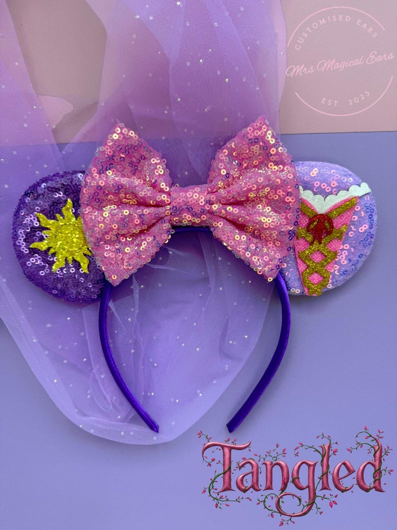 Rapunzel Inspired Tangled Lilac + Purple Sequin Minnie Ears Headband ...
