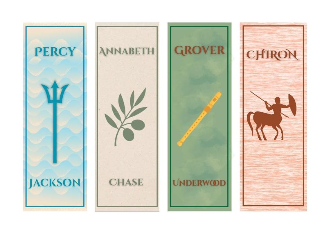 Percy Jackson Inspired 8 Bookmarks Set With Character Names - Etsy