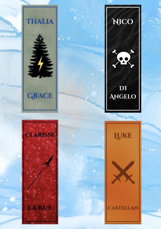 Percy Jackson Inspired 8 Bookmarks Set With Character Names - Etsy