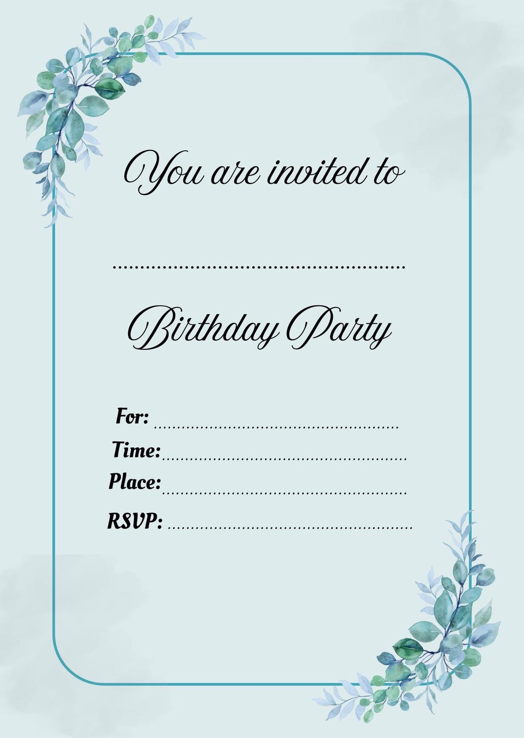 Editable Simple Birthday Invitation Bundle- 5 Colours - Etsy