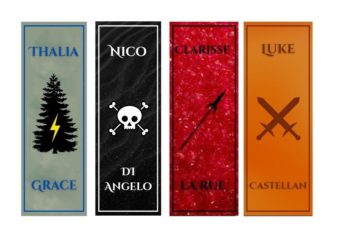 Percy Jackson Inspired 8 Bookmarks Set With Character Names - Etsy