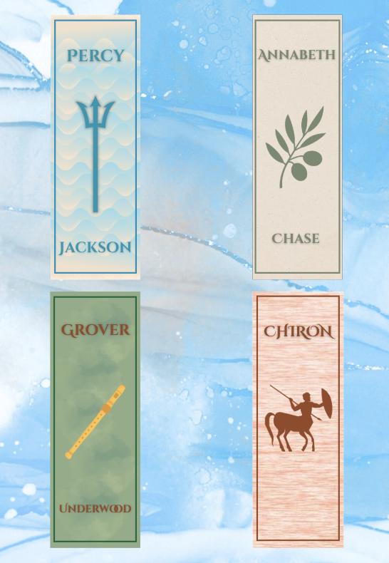 Percy Jackson Inspired 8 Bookmarks Set With Character Names - Etsy