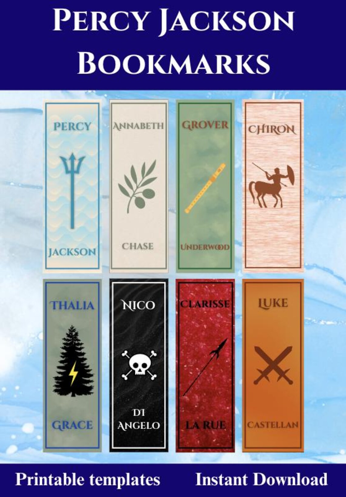 Percy Jackson Inspired 8 Bookmarks Set With Character Names - Etsy