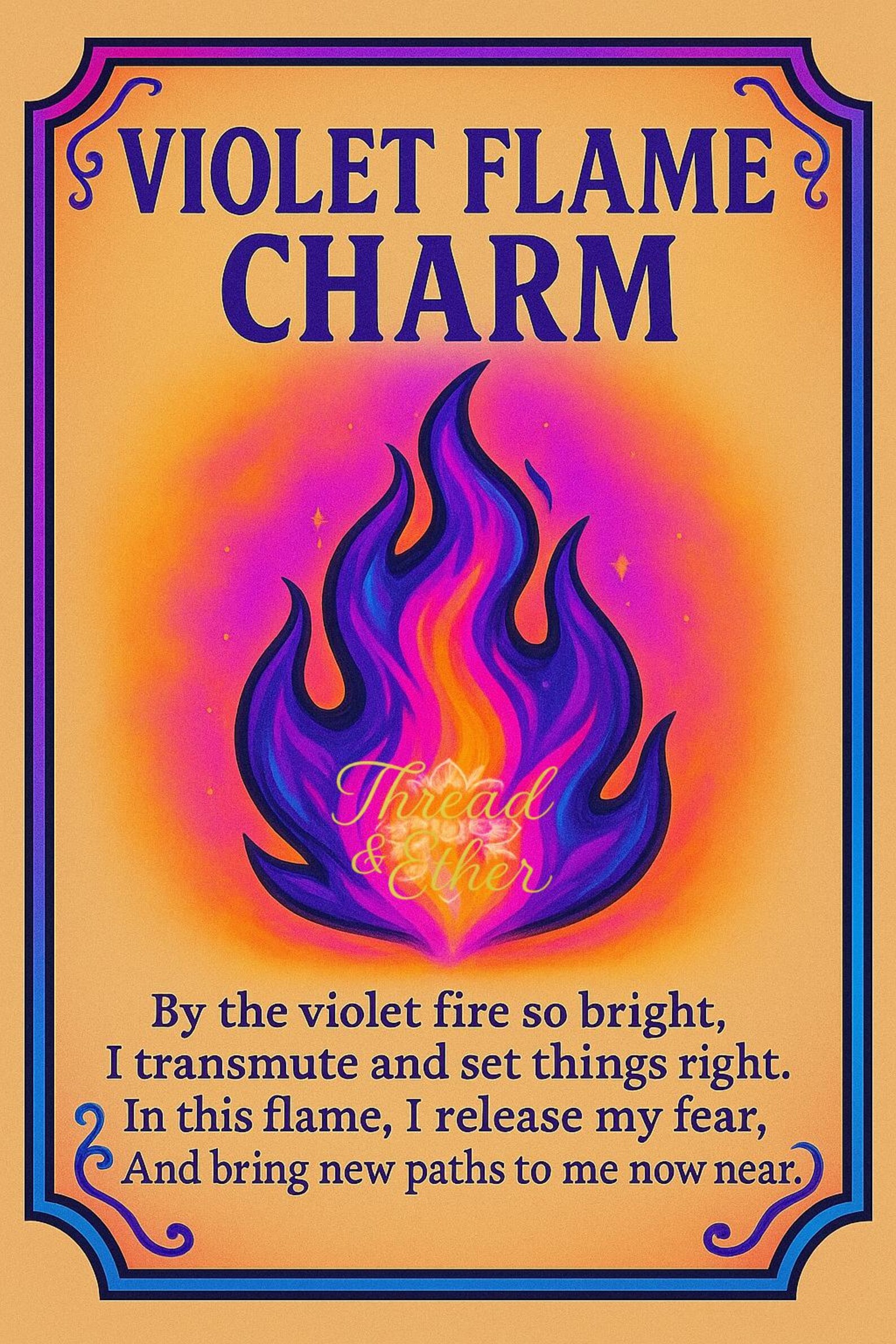 Violet Light Sigil Print: Spiritual Awakening, Crown Chakra Decor ...