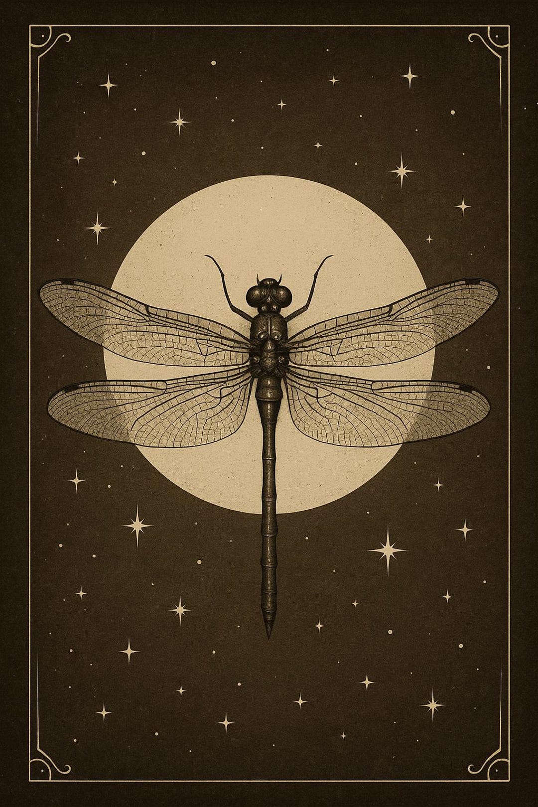 Mystical Dragonfly Celestial Moon Wall Art (digital Download) - Etsy