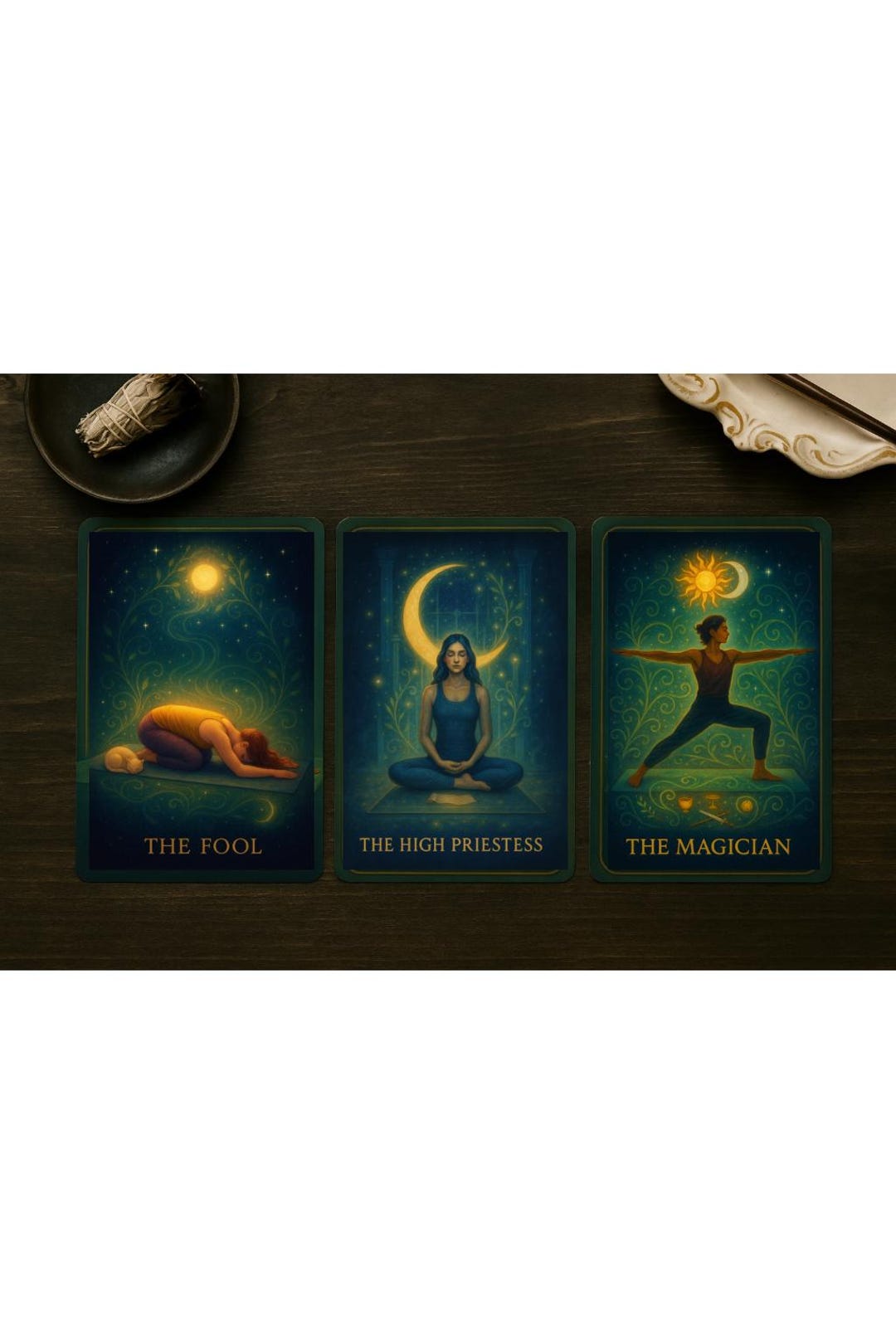 Yoga Tarot Card Prints: the Fool, High Priestess, Magician (digital ...