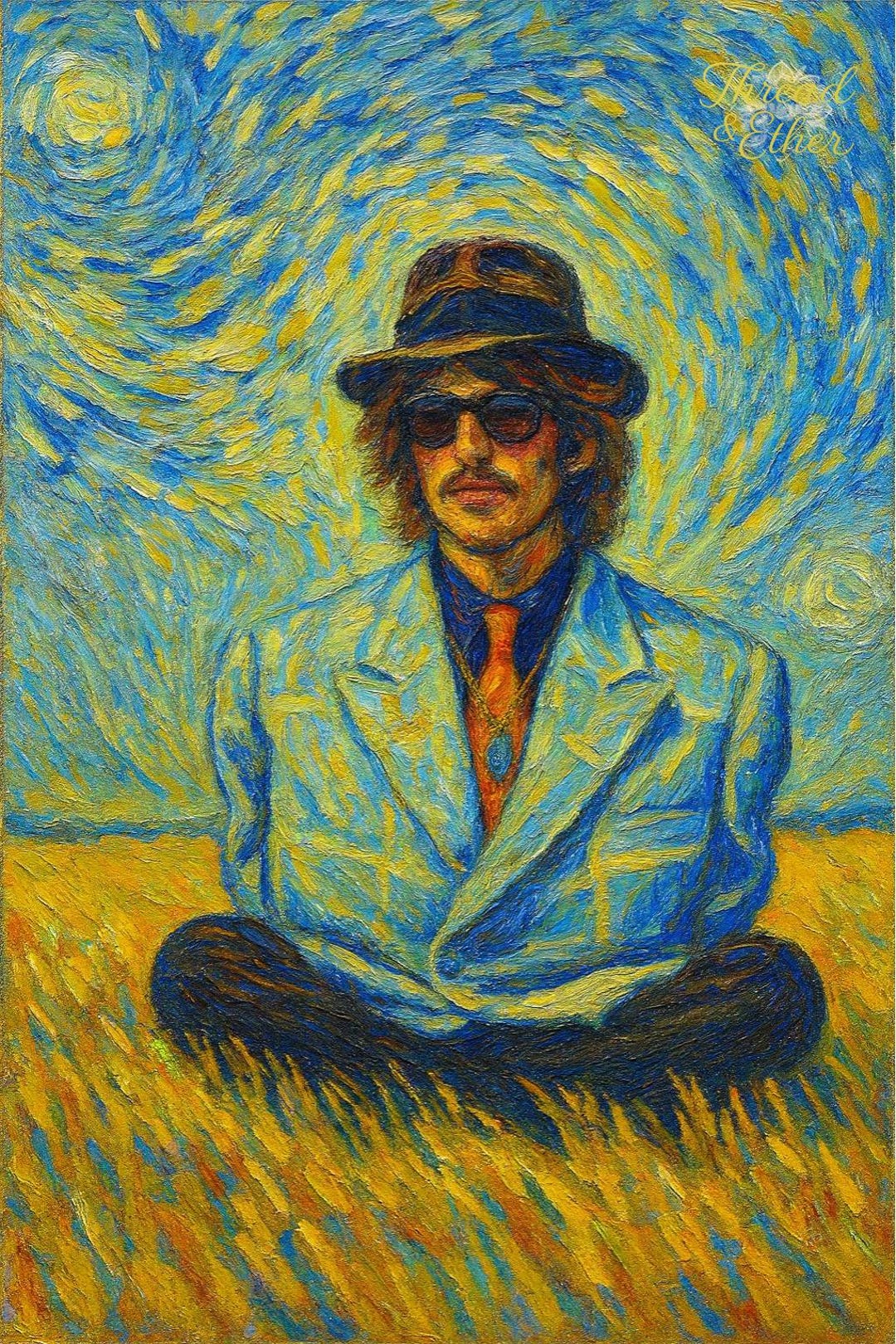 George Harrison Van Gogh Style Print | Psychedelic Beatles Wall Art ...