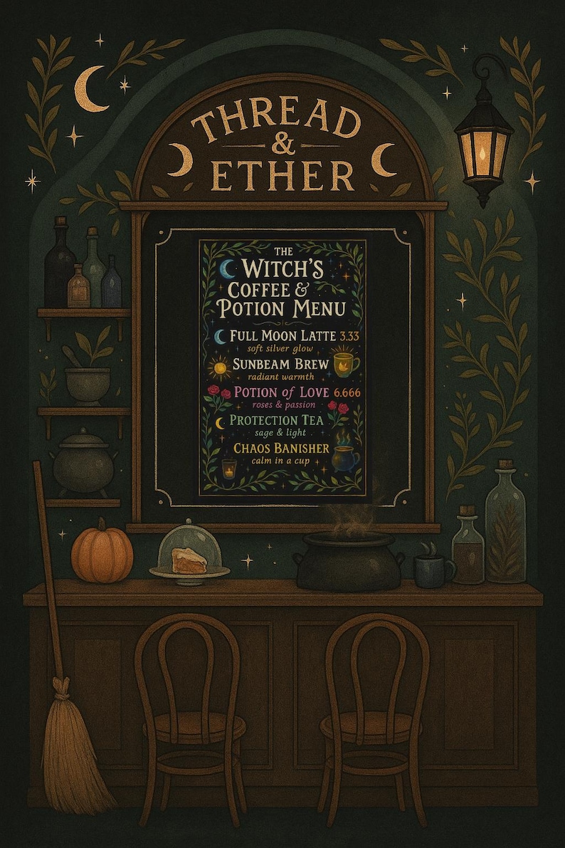 Witch's Coffee & Potion Menu Print: Magical Kitchen Wall Art (digital ...
