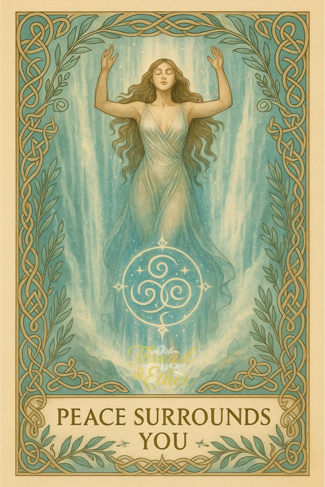 Peace Protection Sigil Poster: Calming Waterfall Goddess, Celtic ...