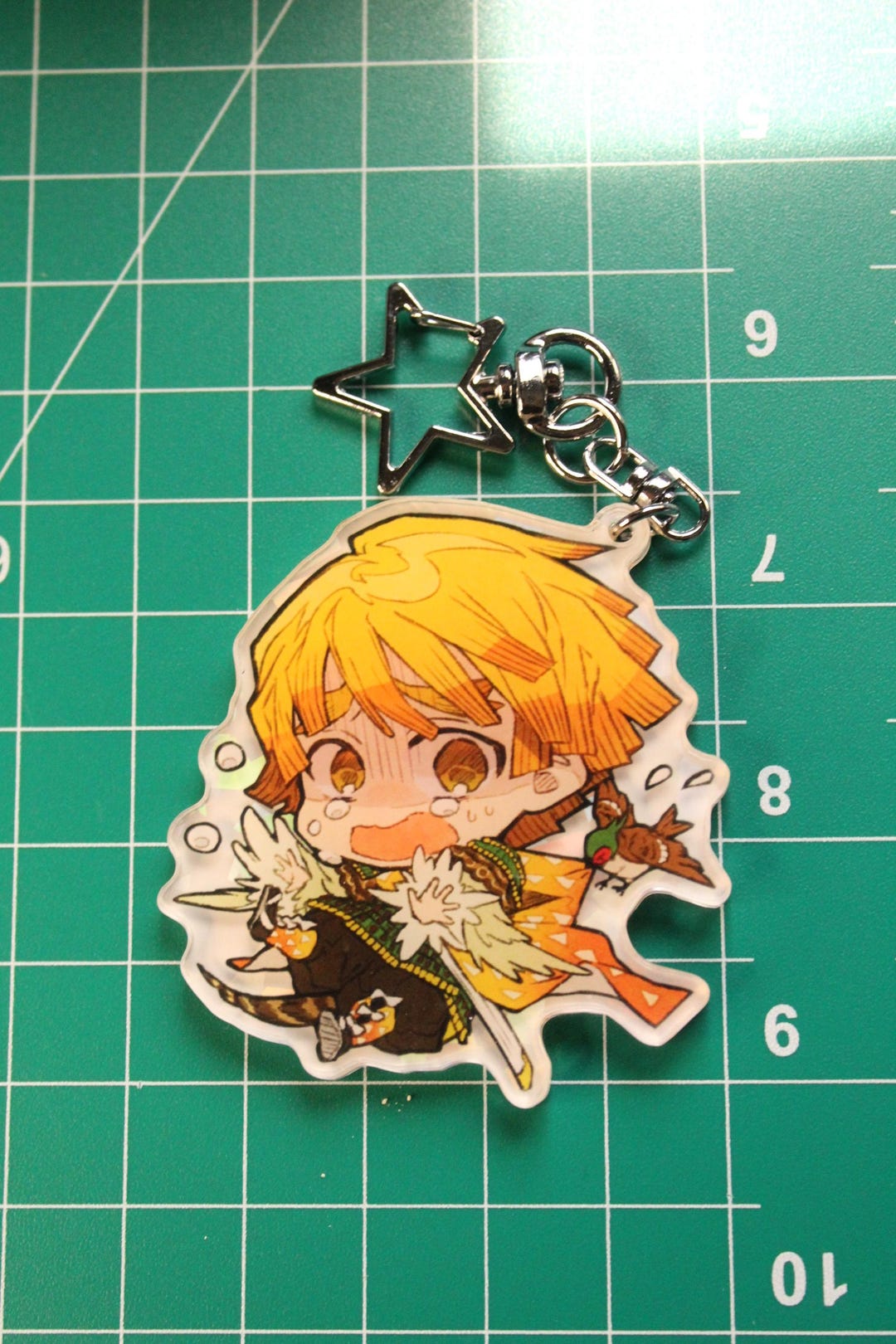 Chibi Zenitsu Crying Acrylic Keychain, Anime Demon Slayer Fan Art ...