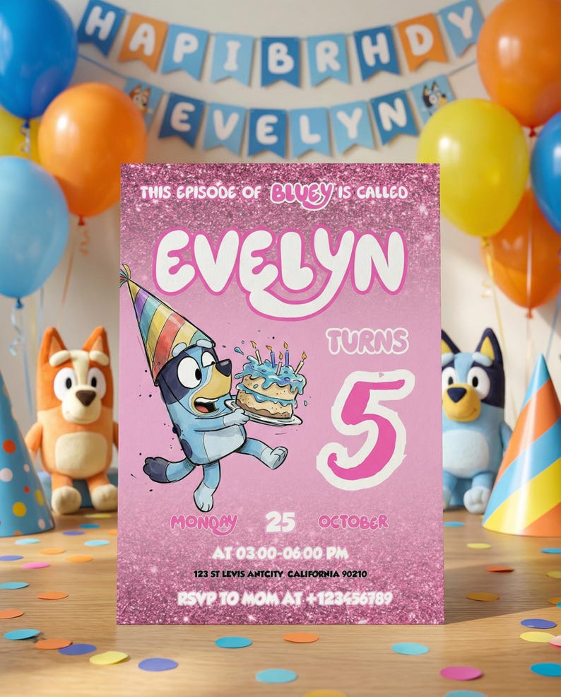 Bluey Birthday Invitation, Editable Canva Template (digital Download ...