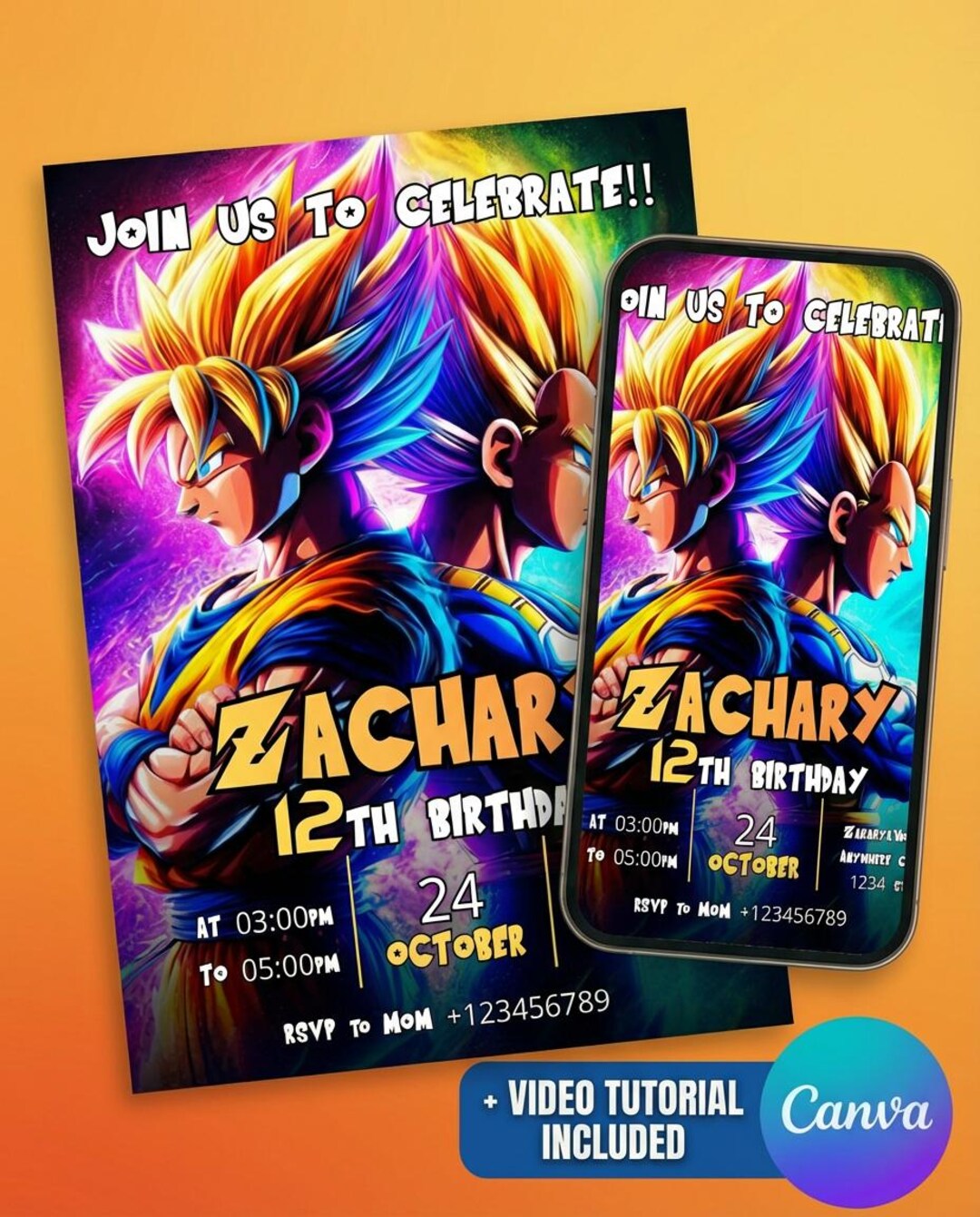Birthday Invitation Dragon Ball Theme, Dragon Ball Themed Invitation ...