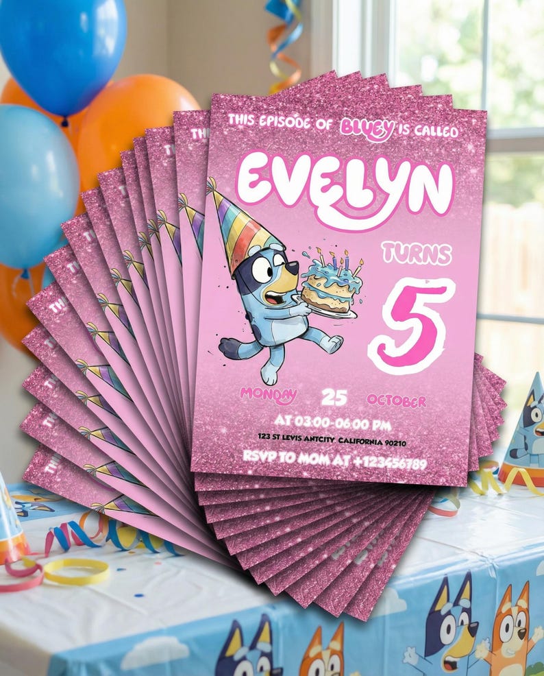 Bluey Birthday Invitation, Editable Canva Template (digital Download ...