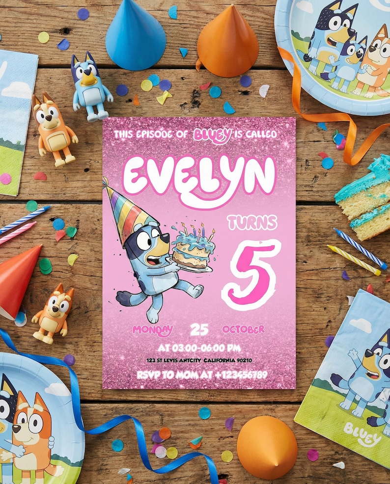 Bluey Birthday Invitation, Editable Canva Template (digital Download ...