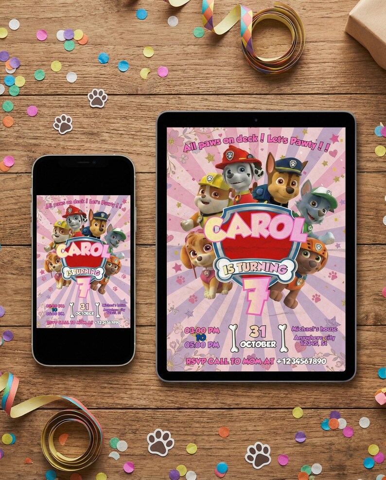 Paw Patrol Birthday Invitation, Editable Pup Crew Party (digital ...