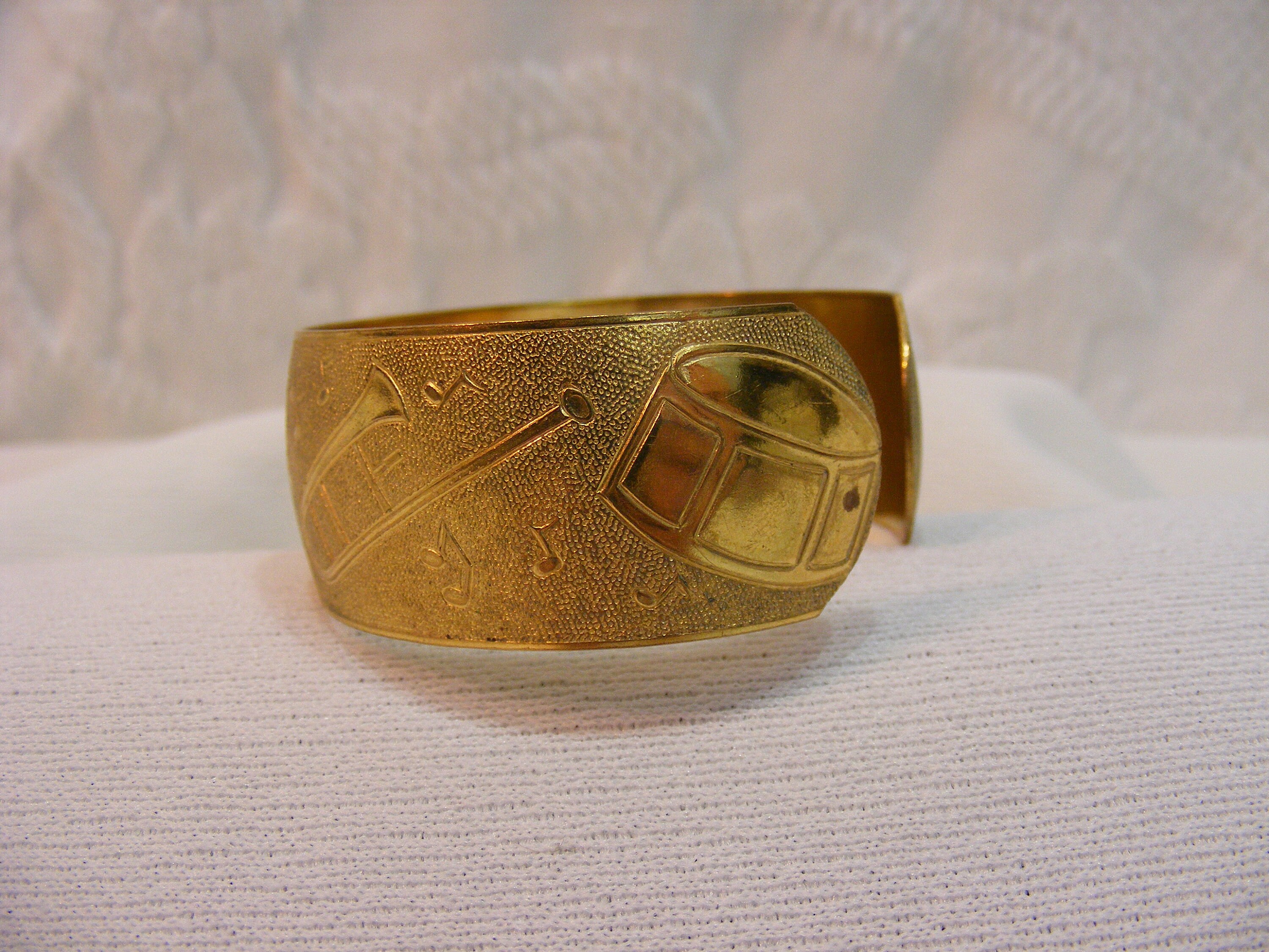 Vintage Brass Big Band Themed Cuff Bracelet, Jazz Band Bracelet, Rock a ...