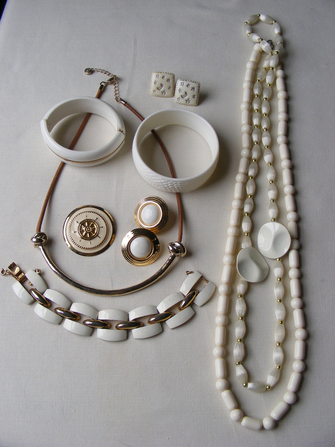Nautical Ivory and Gold Collection, Cream and Gold Tone Designer Lot - Etsy