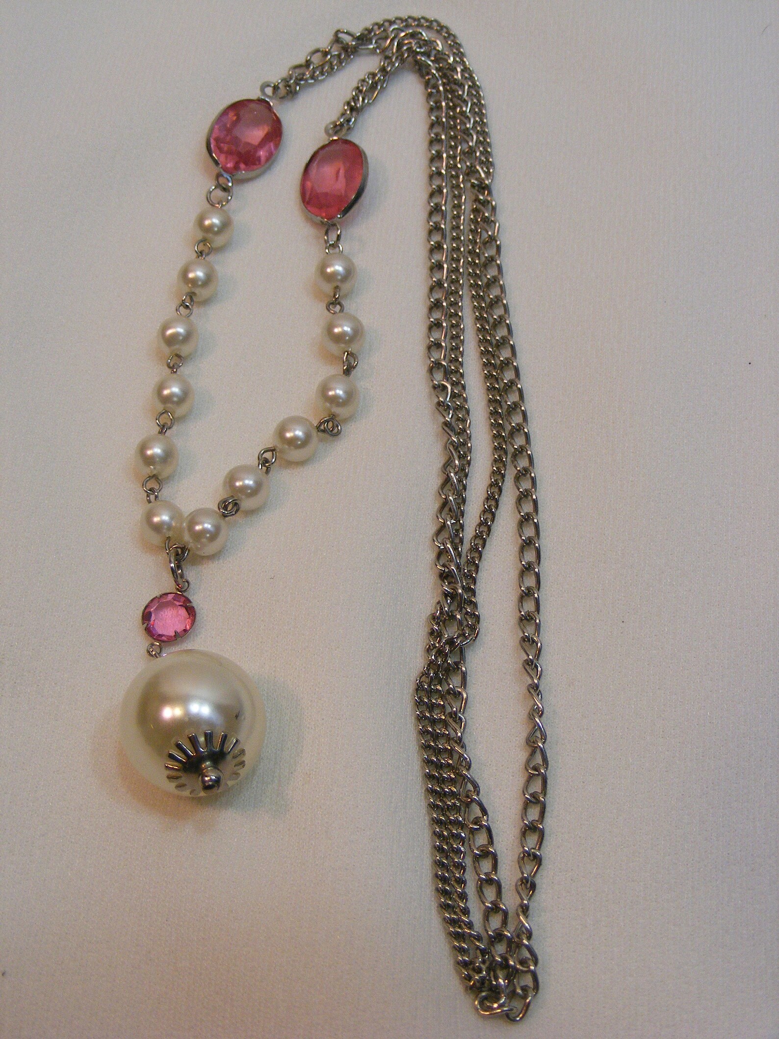 Curated Collection of Silver Pink and Pearl, Layer, Long Necklace - Etsy