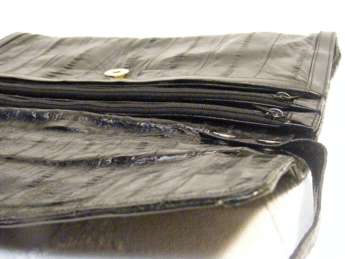 Genuine Eel Skin Purse, Black, Made in Hong Kong - Etsy