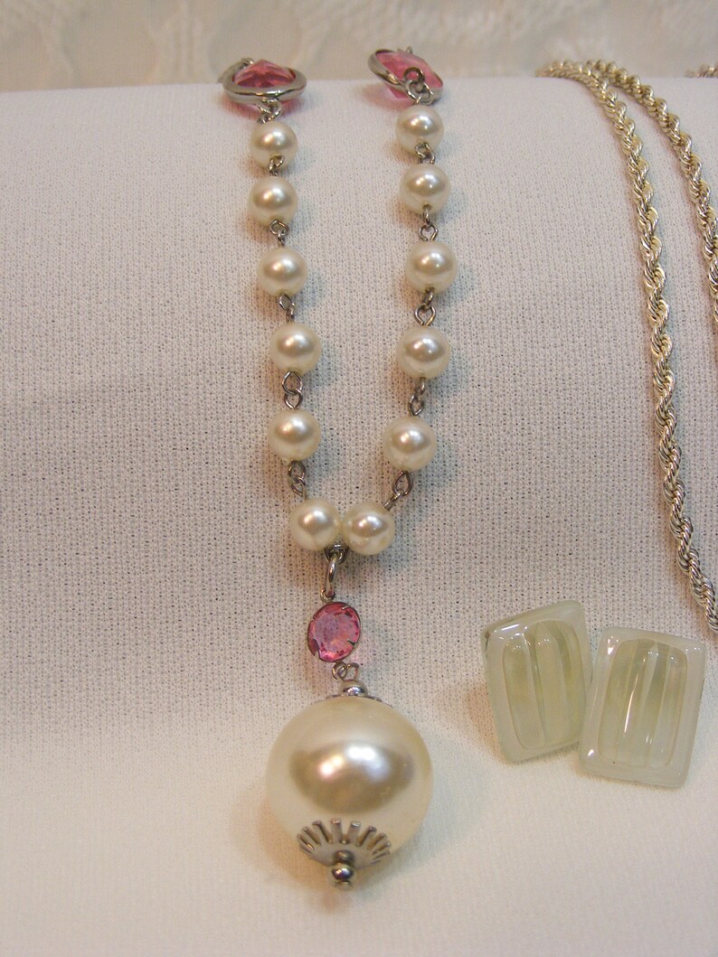 Curated Collection of Silver Pink and Pearl, Layer, Long Necklace - Etsy