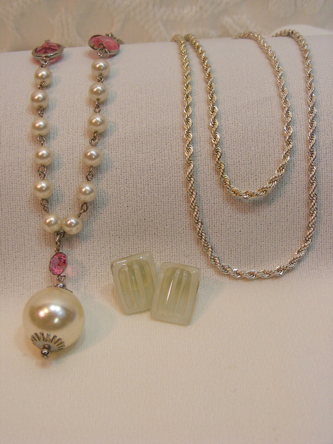 Curated Collection of Silver Pink and Pearl, Layer, Long Necklace - Etsy