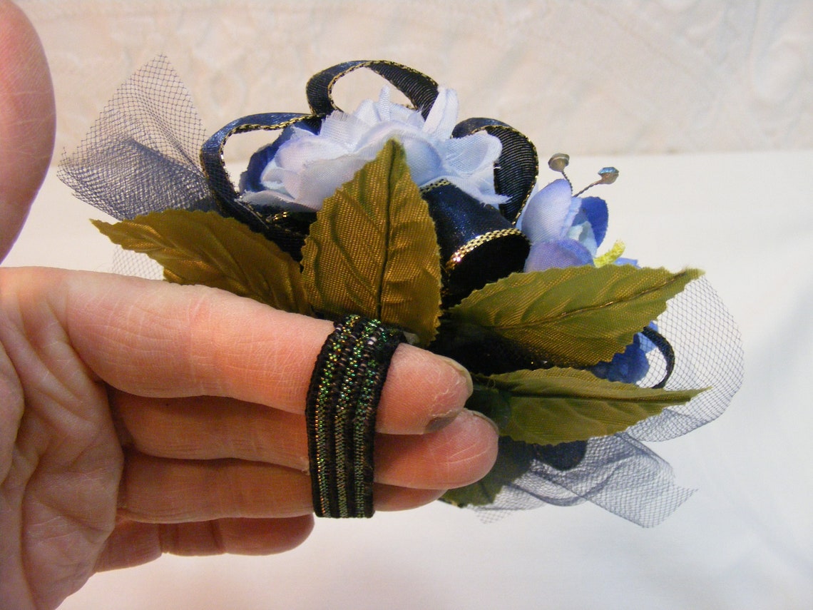 Wrist Corsage Shades of Blue Delphinium Ranunculus Navy Gold - Etsy