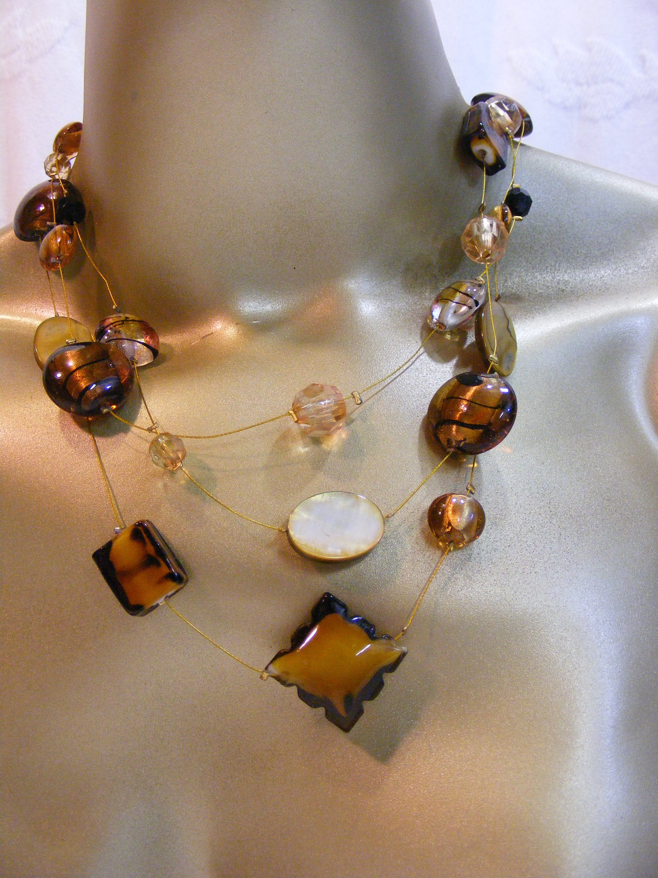 Brown With Gold Beads