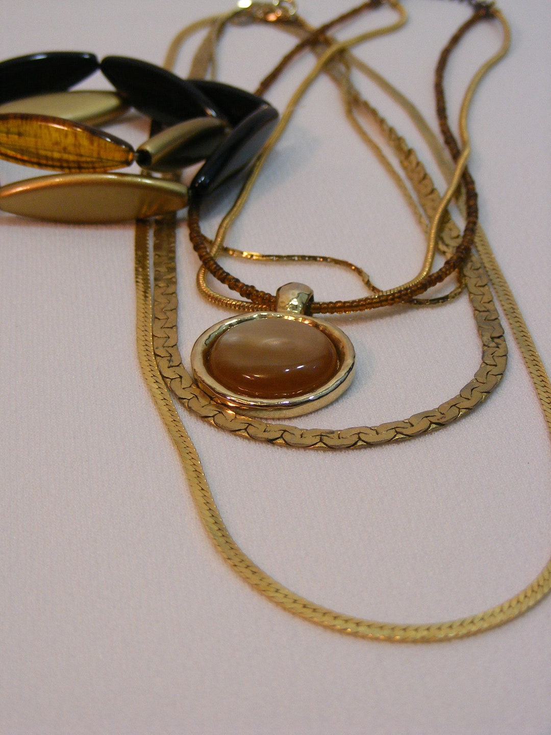 Curated Collection of Golden Chains and Warm Brown Accessories - Etsy