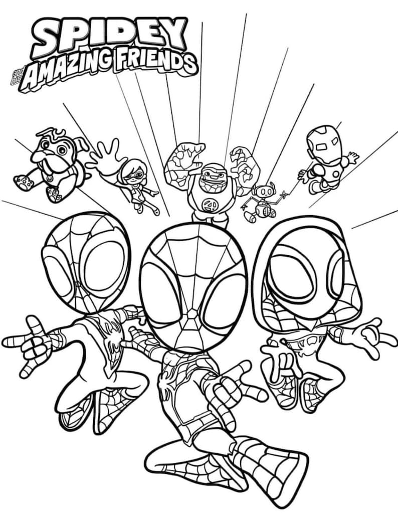 Spidey and Friends Coloring Book | 16 Printable Pages | Kids Superhero ...