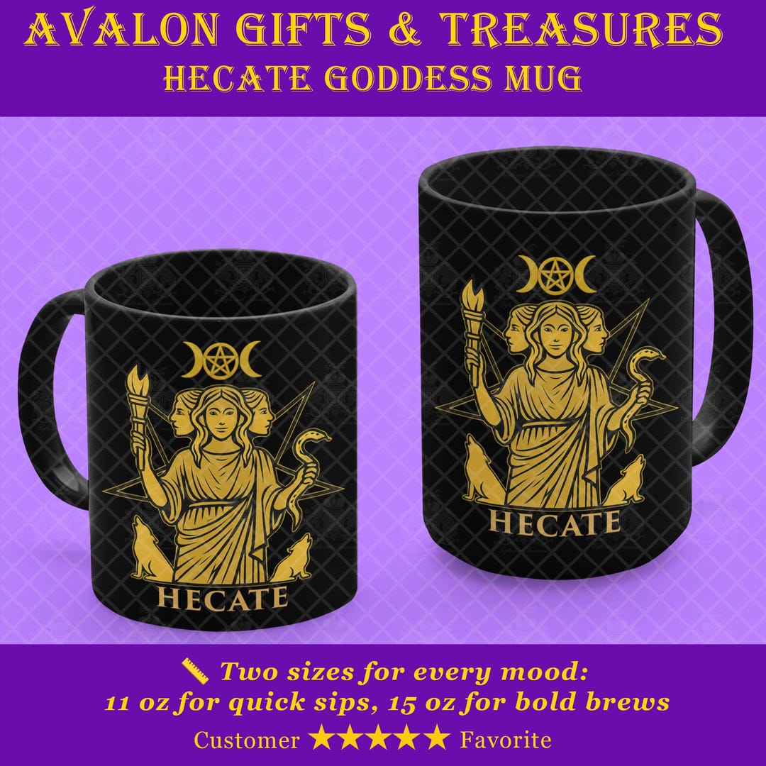 Goddess Hecate Mug, Black Ceramic Coffee Cup, Witchy Drinkware, Wiccan ...