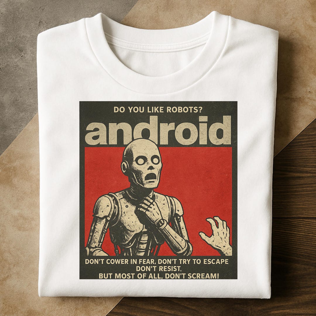 Retro Android Robot Graphic Tee, Sci-fi Horror Shirt - Etsy