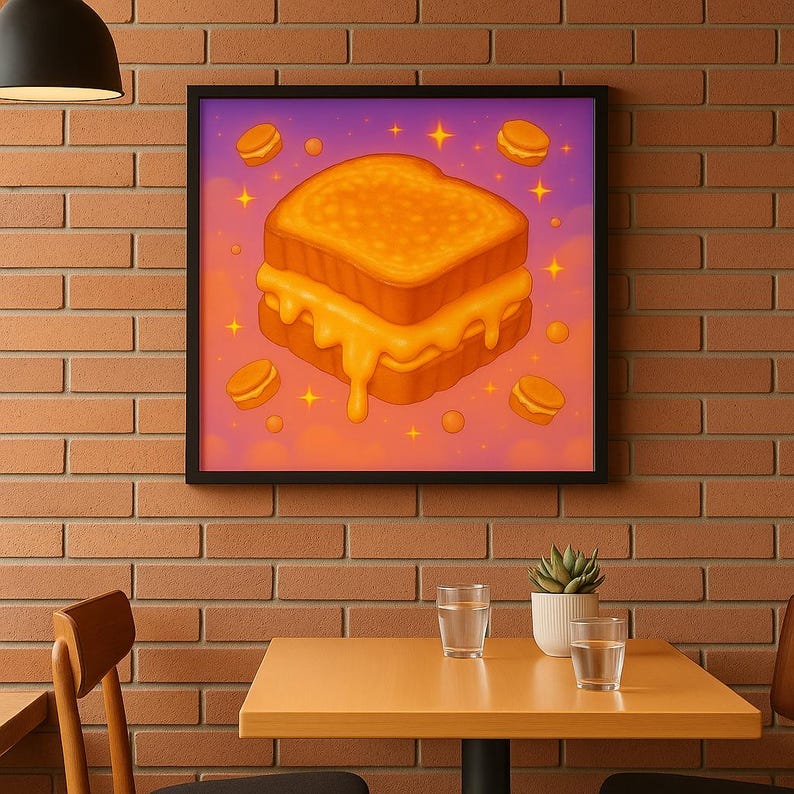 Whimsical Cheese Sandwich – Melty Toasted Wall Art | Magical Comfort ...