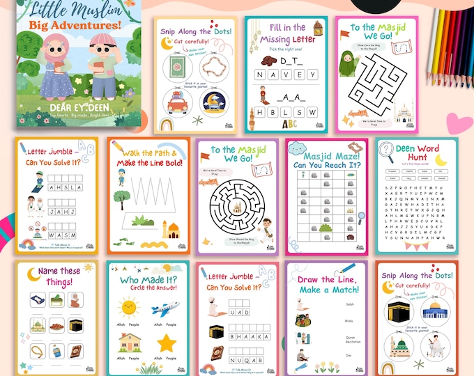 Islamic Kids Activity Busy Book: 40 Pages Muslim Children Learning Maze ...