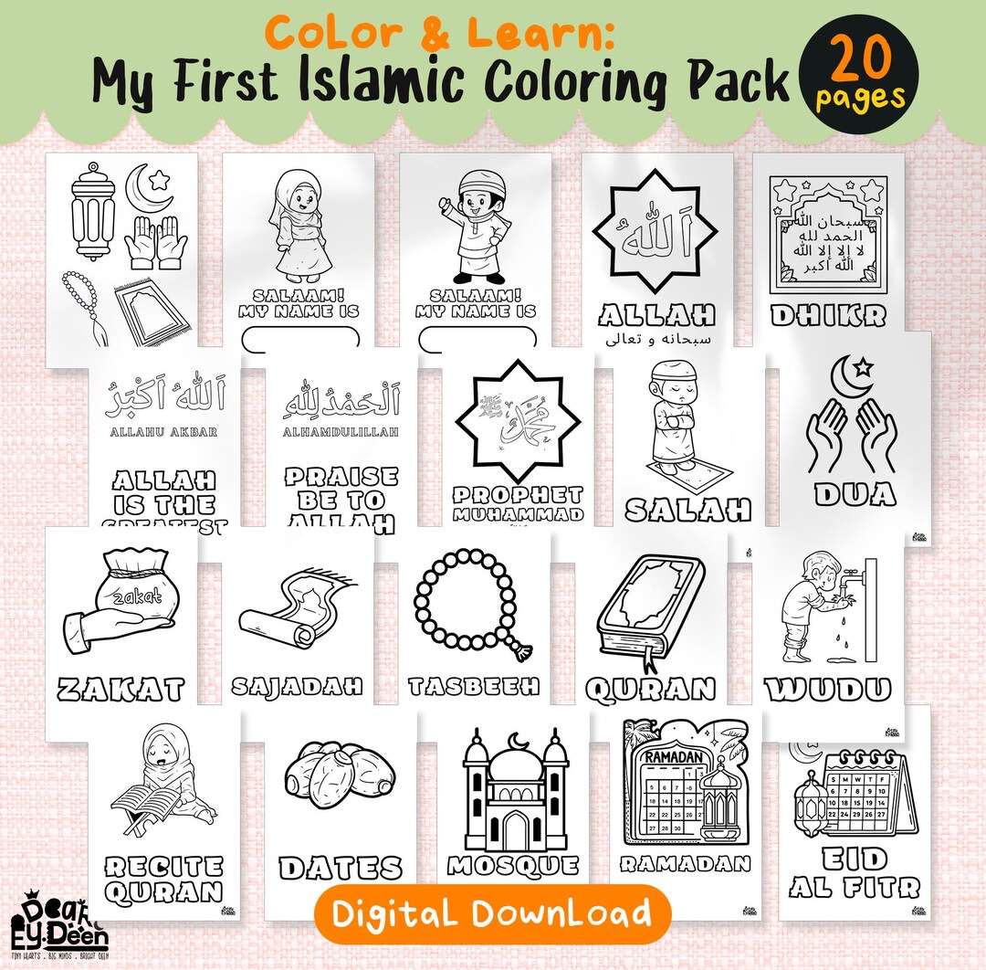 Islamic Coloring Activities for Kids: My First Islamic Words (PDF ...