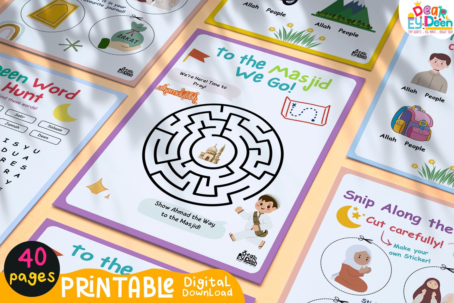 Islamic Kids Activity Busy Book: 40 Pages Muslim Children Learning Maze ...