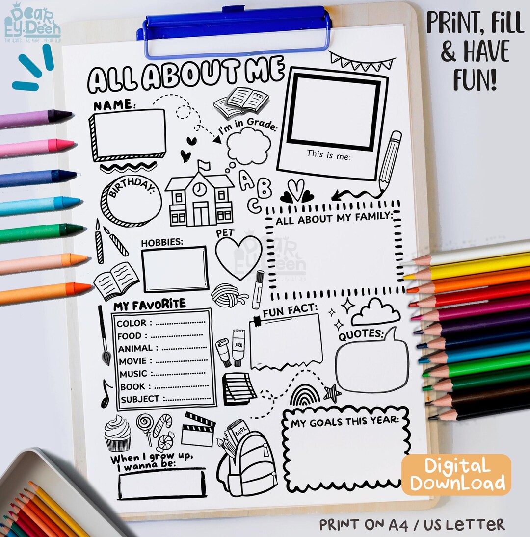 All About Me Doodles Printable Worksheet: Back to School Icebreaker ...