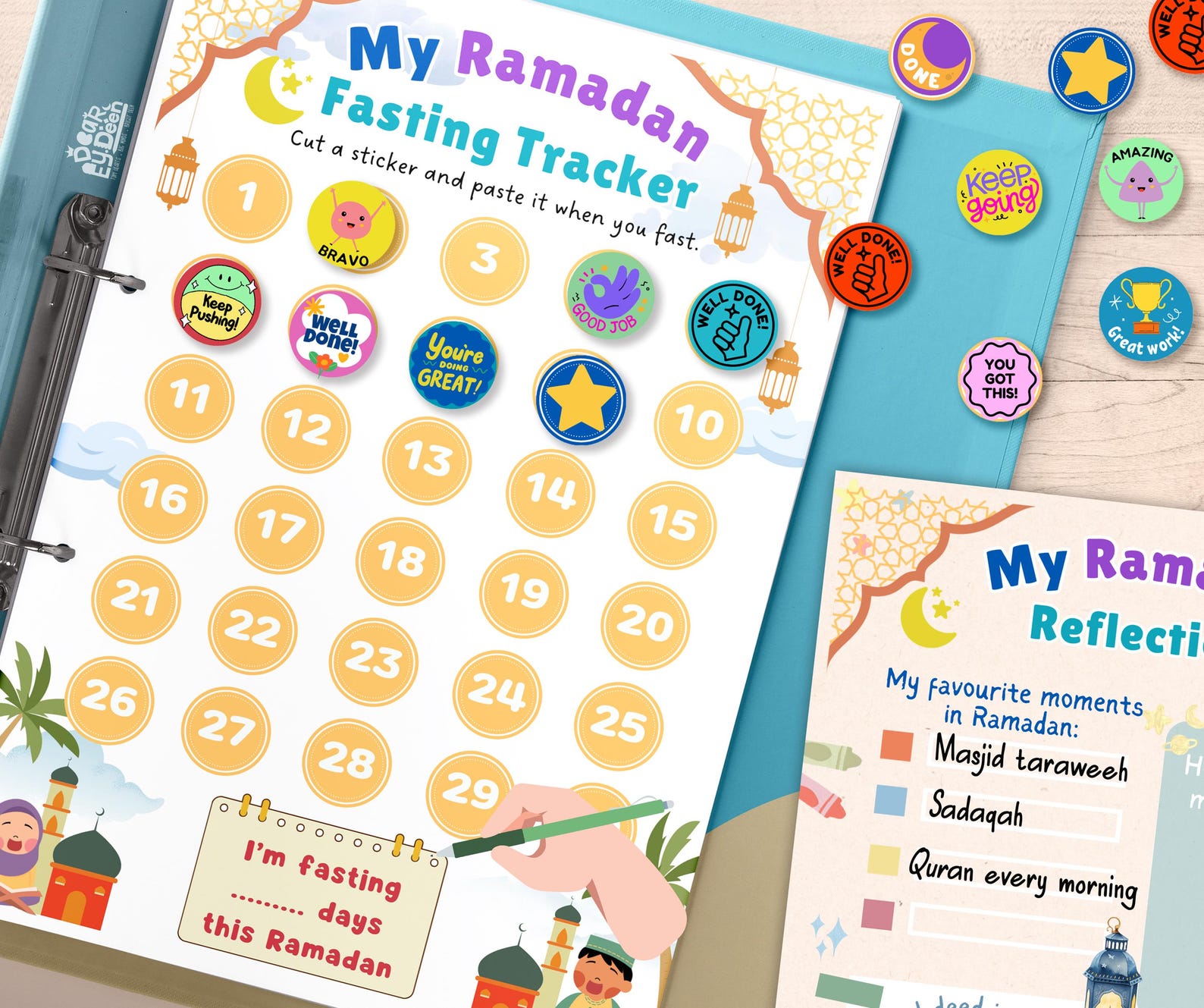 Ramadan Fasting Tracker: 30 Days Monthly Muslim Kids' Calendar Daily ...