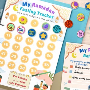 Ramadan Fasting Tracker: 30 Days Monthly Muslim Kids' Calendar Daily ...