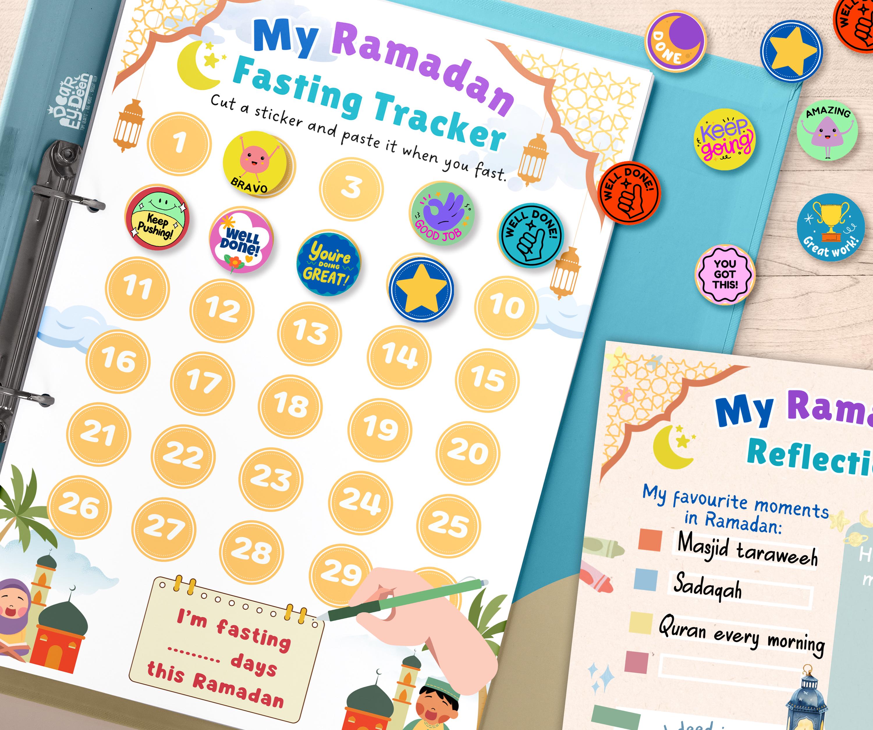 Ramadan Fasting Tracker: 30 Days Monthly Muslim Kids' Calendar Daily ...