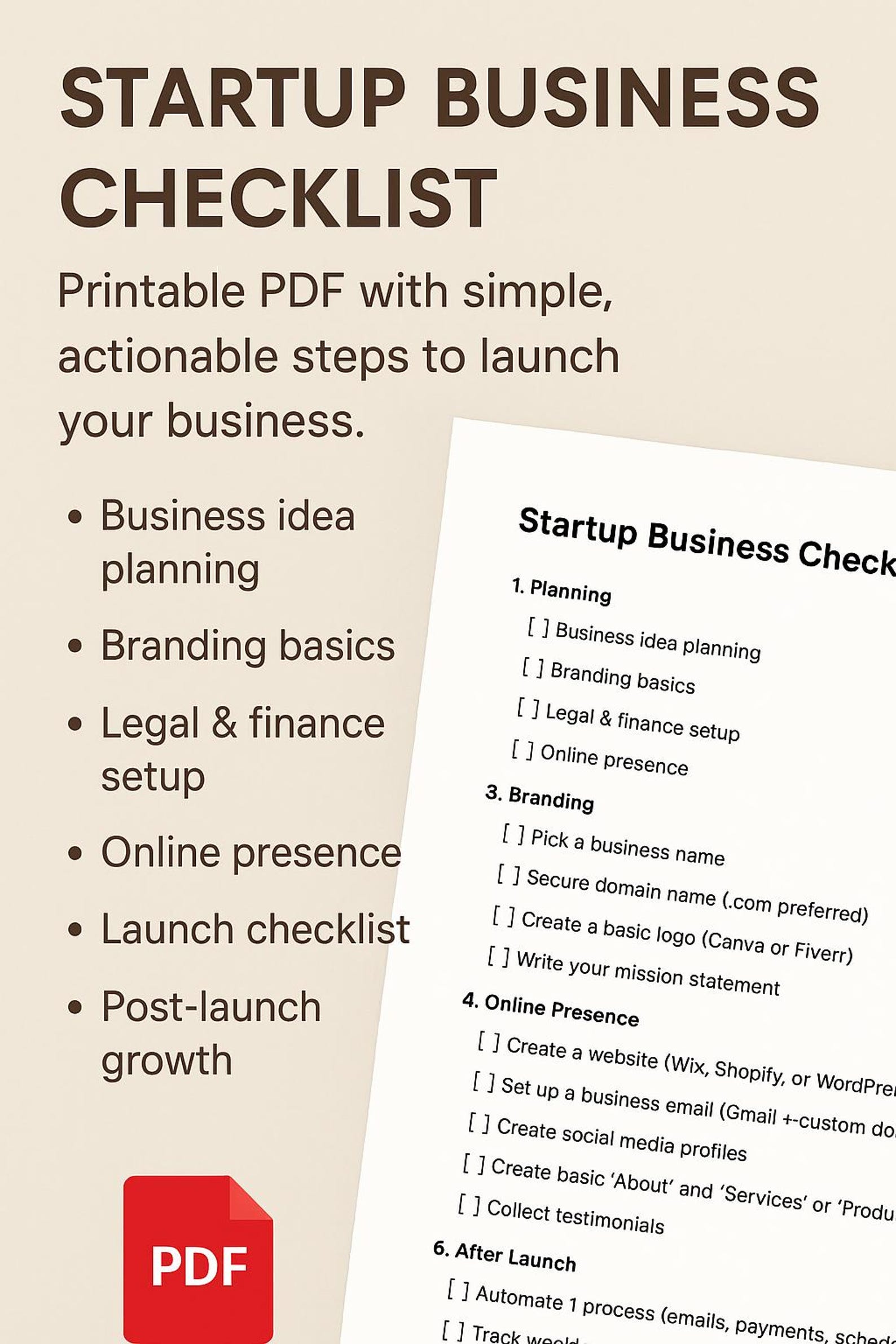 Startup Business Checklist PDF (2025 EDITION) - Etsy