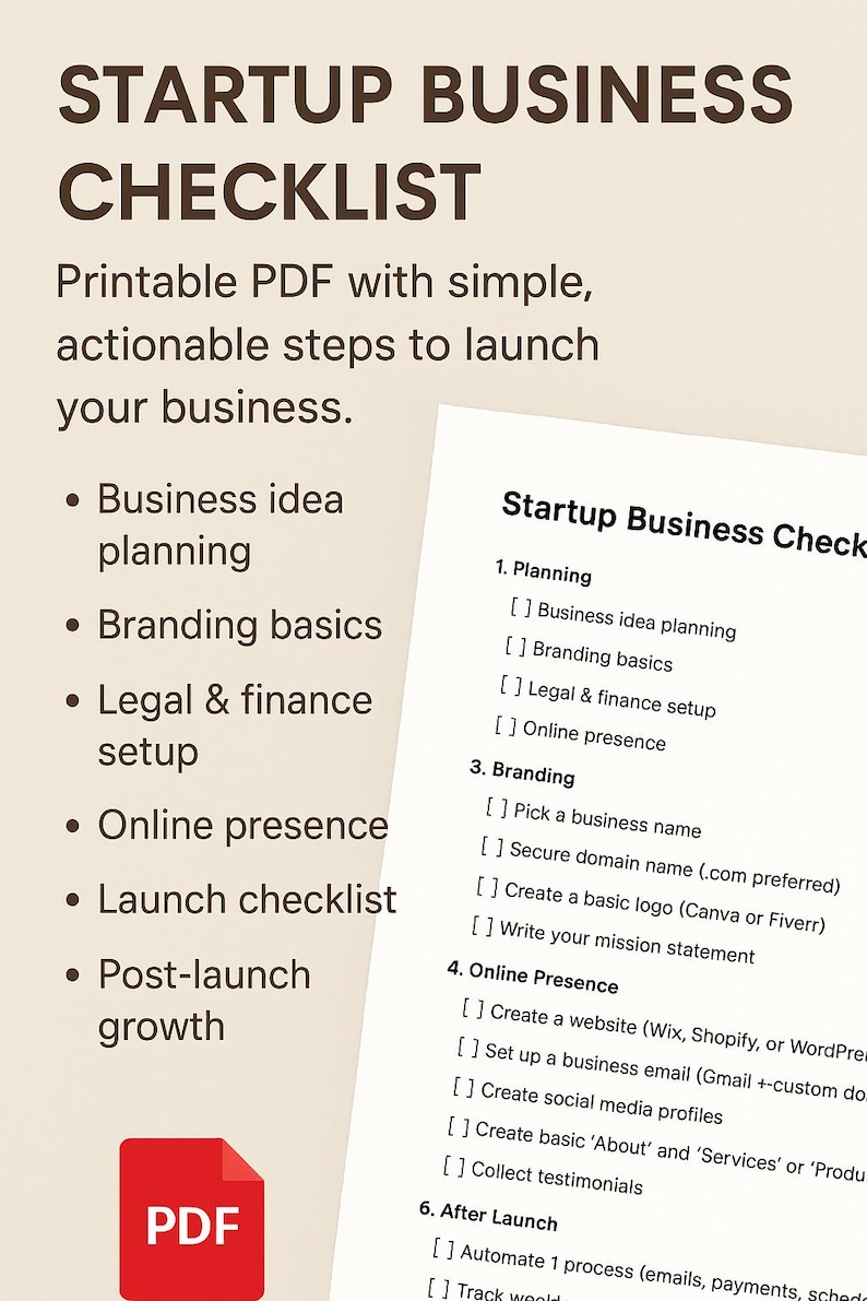 Startup Business Checklist PDF (2026 EDITION) - Etsy