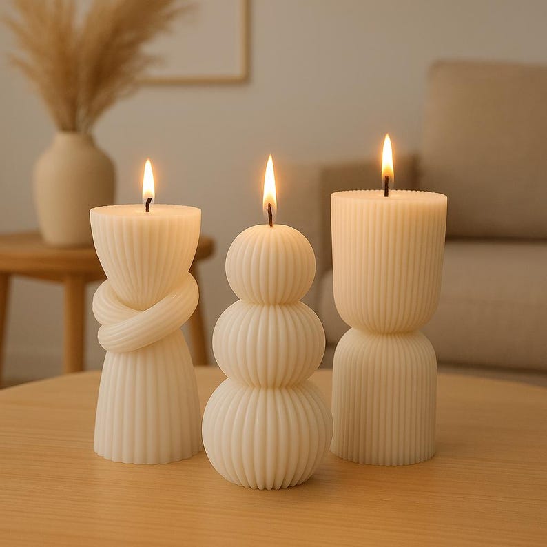 Modern Sculptural Candles – Minimalist Decorative Candle Collection - Etsy