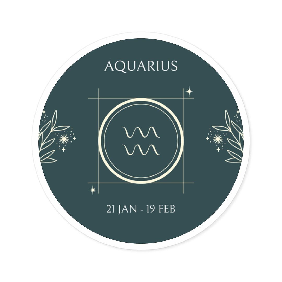 Astrological Aquarius Stickers, Zodiac Decals for Laptops, Journals ...