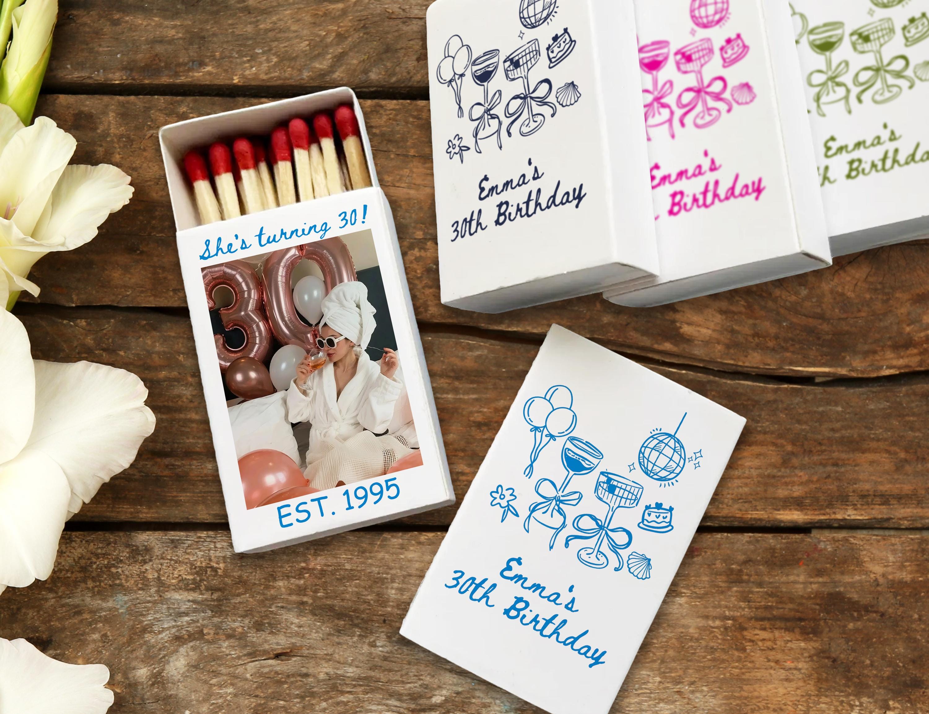 Personalized Photo Birthday Matchboxes, Custom 30th Birthday Favors ...