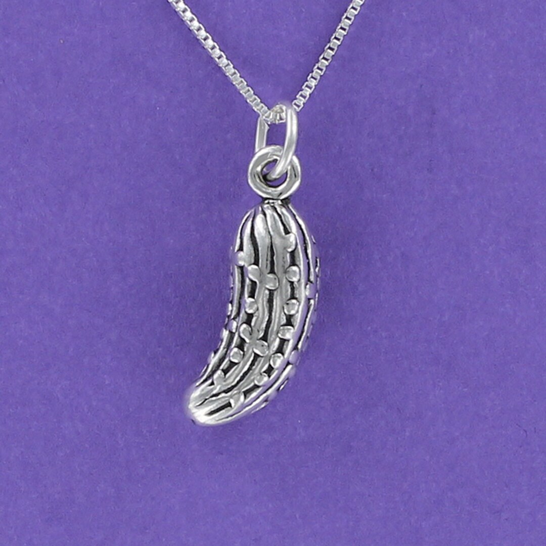 PICKLE NECKLACE - 925 Sterling Silver - Cucumber Pickled Humorous Chef ...