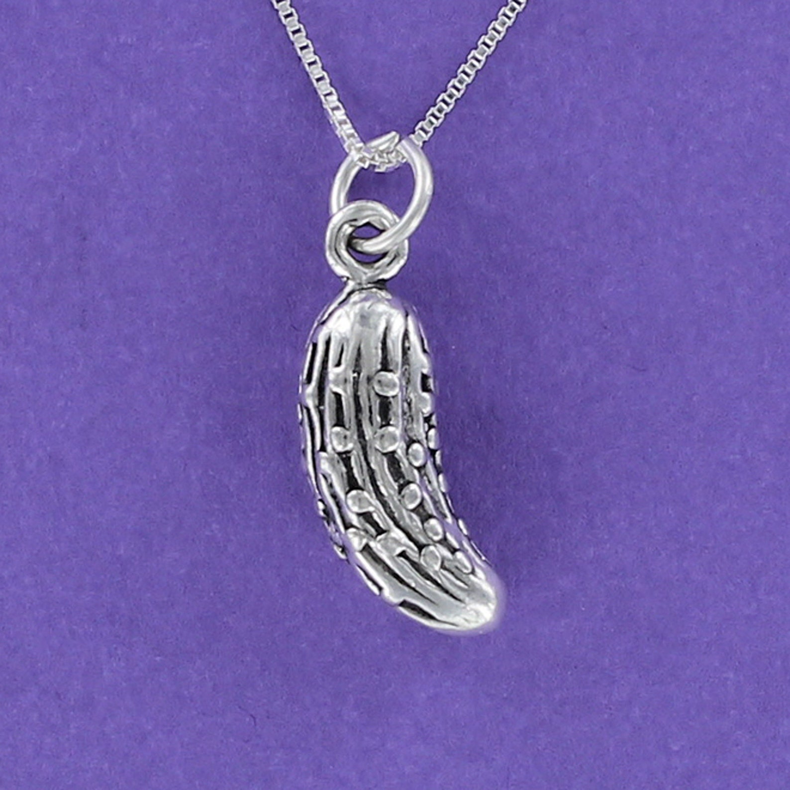 PICKLE NECKLACE - 925 Sterling Silver - Cucumber Pickled Humorous Chef ...