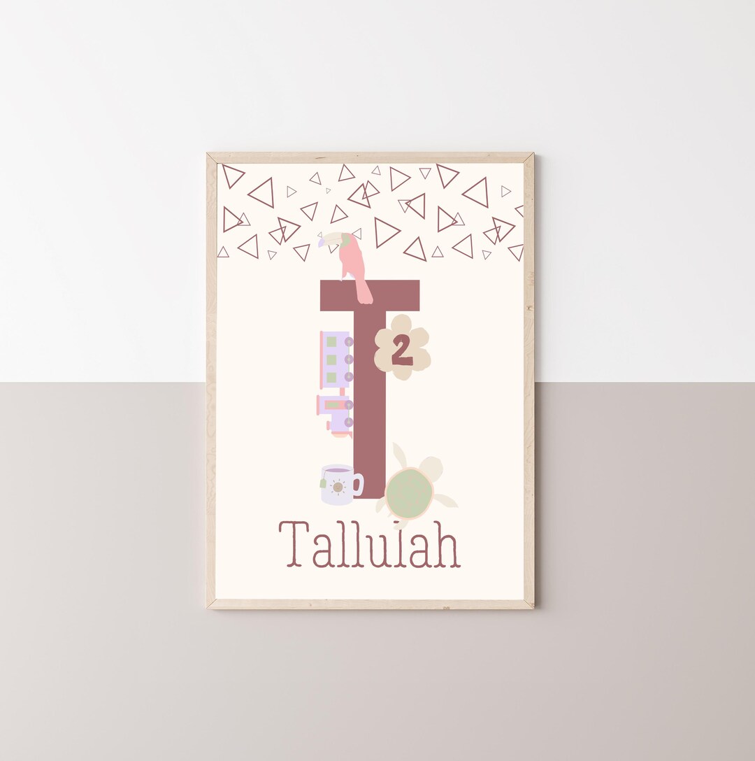 Personalized Letter T Nursery Print | Alphabet Kids Room Decor (digital ...