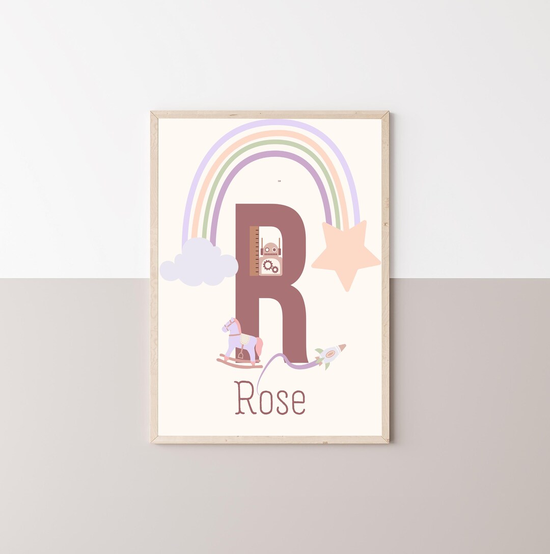 Personalized Letter R Nursery Art | Custom Name Print (digital Download ...