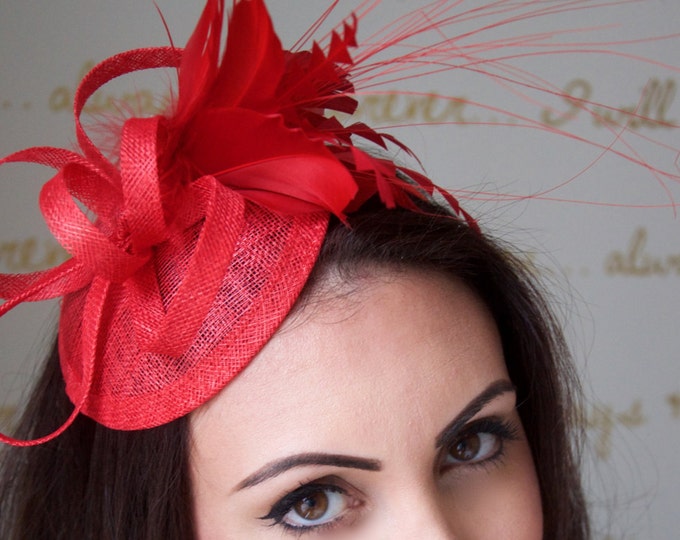 Red Mini Fascinator Arianna Mini Red Mesh Fascinator - Etsy