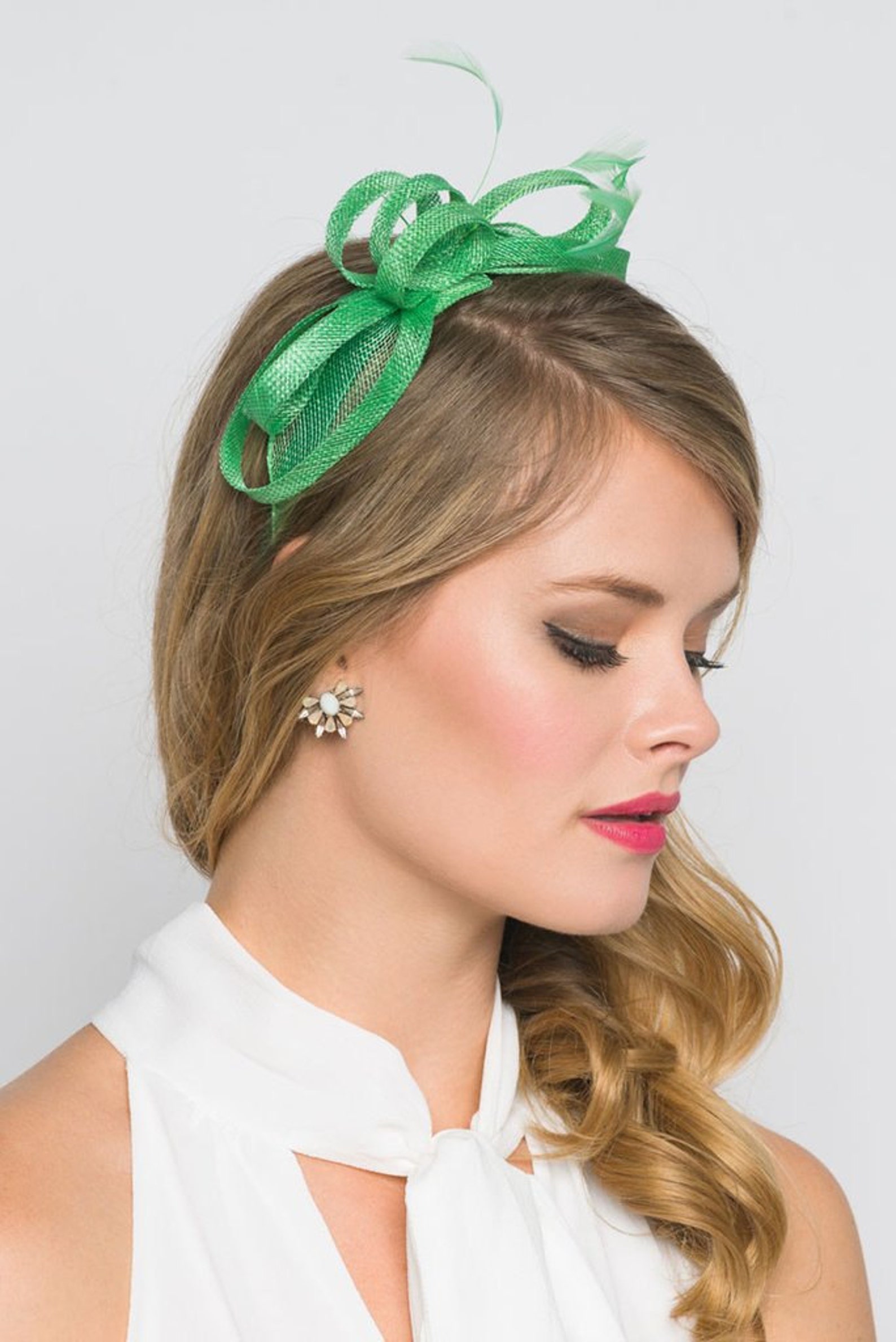 Kelly Green Fascinator - Flitter-by Mesh Kelly Green Fascinator ...